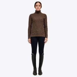 Women’s wool polo neck pullover with a raised motif